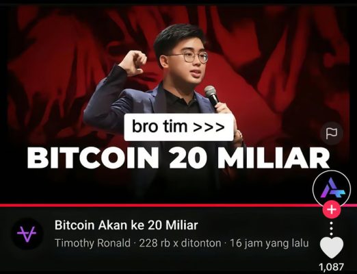 Timothy Ronald Memprediksi Bitcoin Akan Ke 20 Miliar - Deliknews.com